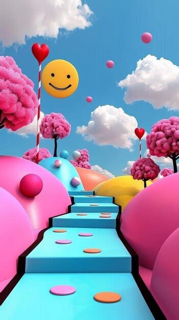 Candyland Journey A Colorful Path To Happiness Premium Ai Generated Image
