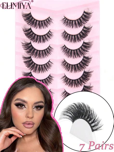 7 Pairs Dense 5d Fluffy Eyelashes D Curl Eyetail Elongated Cat Eye
