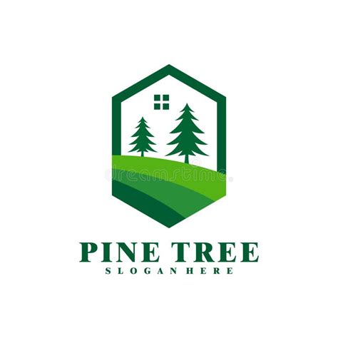 Pine Tree With House Logo Design Vector Creative Pine Tree Logo Concepts Template Stock Vector