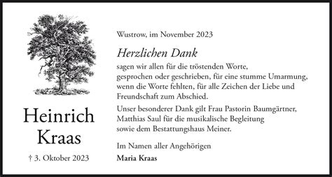 Das Trauerportal für Lüchow Dannenberg Todesanzeigen Heinrich Kraas