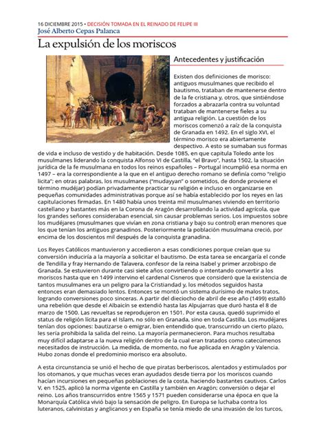 Expulsión De Moriscos En España Pdf Imperio Español España