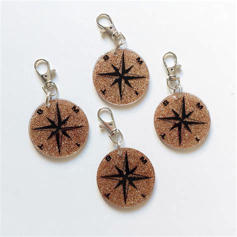 Ateez Compass Glitter Keychain Etsy