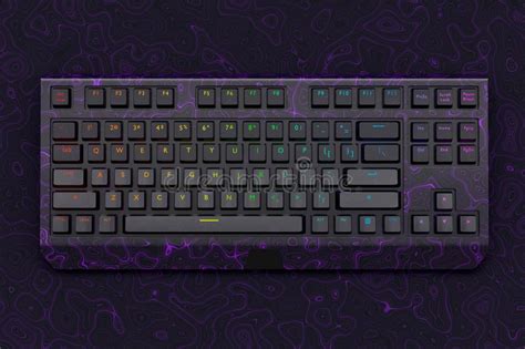 Realistic Computer Keyboard With Seamless Wavy Pattern Isolated On Dark