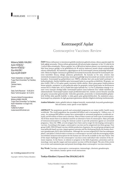 Pdf Contraceptive Vaccines Review