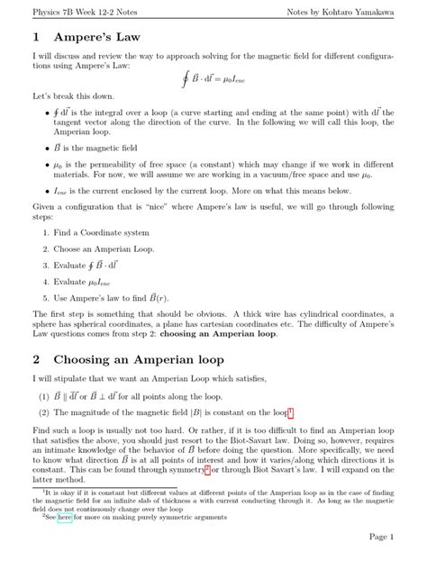 Electromagnetism Amperes Law Pdf