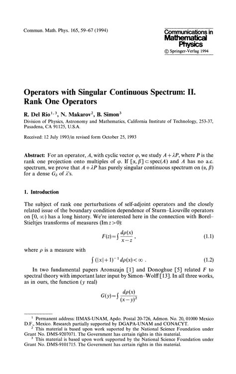 Pdf Operators With Singular Continuous Spectrum Ii Rank One Operators