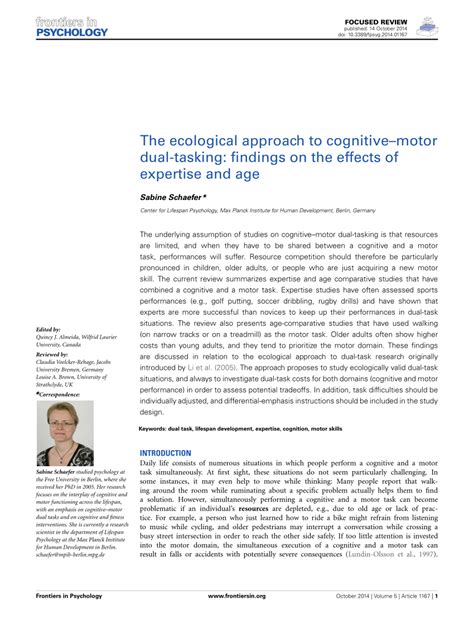 Pdf The Ecological Approach To Cognitive Motor Dual Tasking Findings