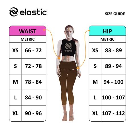 Women Sizing Chart Elastic Apparel