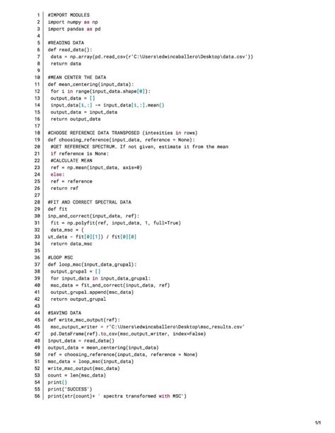 Apply Multiplicative Scatter Correction Msc On Spectra In Python