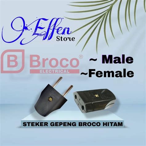 Hitam Broco Male And Female Flat Plug Black Broco Plug Shopee Malaysia