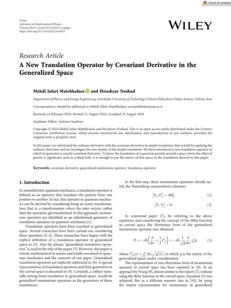 PDF A New Translation Operator By Covariant Derivative In The