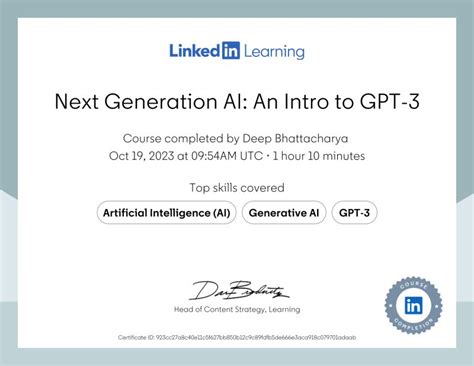 Deep Bhattacharya On Linkedin Certificate Of Completion