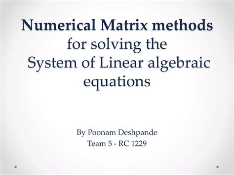 Crout S Method For Solving System Of Linear Equations PPTX