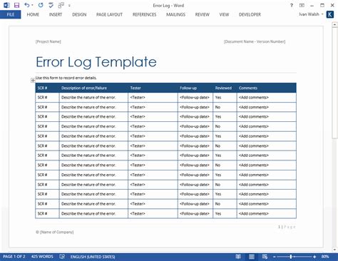 Use Case Documentation Template