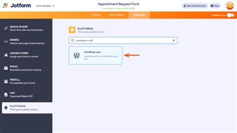 how to embed a form to getting jotform shortcode