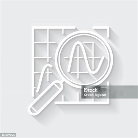 Loupe Avec Graphique Icône Avec Une Ombre Longue Sur Fond Vide Flat