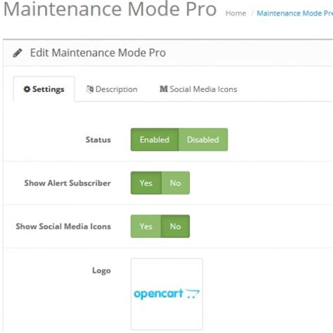 Opencart Maintenance Mode Pro
