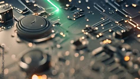 Close Up Of Electronic Circuit Board Animated Circuit Board Digital Technology Background
