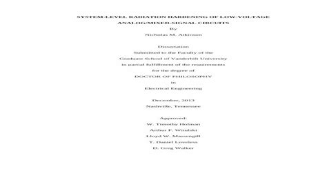 Pdf System Level Radiation Hardening Of Low …etd Library Vanderbilt