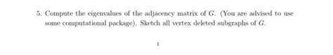 Solved 5 Compute The Eigenvalues Of The Adjacency Matrix Of