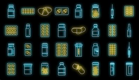 Conjunto De ícones De Drogas Antibióticas Conjunto Geral De ícone De