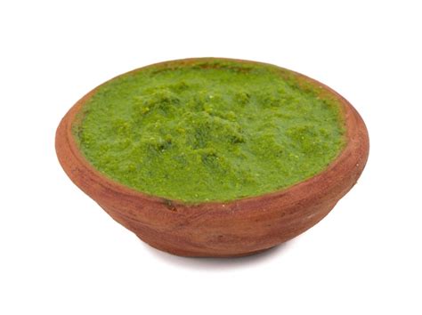 Premium Photo Healthy Green Chutney On White Background