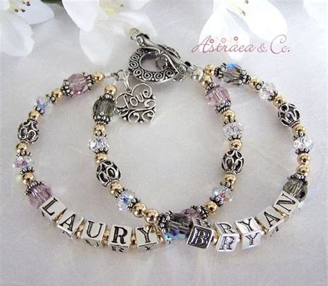 Silver Gold Mommy Bracelet Mother Bracelet Personalized 2 Strand Name