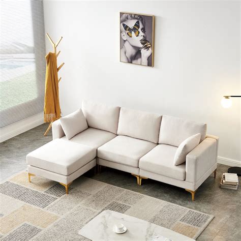 Modern Leisure L Shape Couch Convertible Sectional Sofa Couch With Two