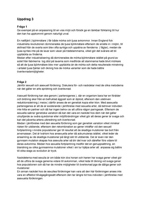 Uppdrag 3 Uppdrag 3 Fråga 1 Ge exempel på en anpassning till en viss
