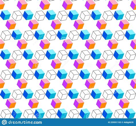 Seamless Vector Pattern Made Of 3d Cubes Stock Vector Illustration Of Design Pattern 259551103