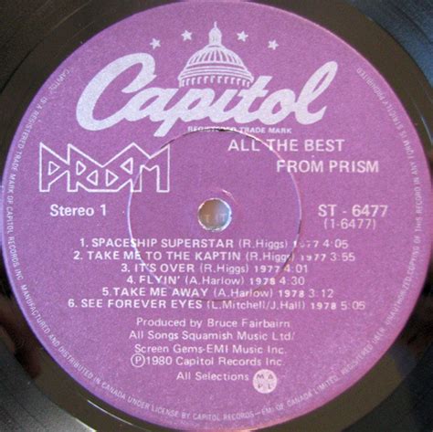Prism ‎ All The Best From Prism 1980 Vinyl Pursuit Inc