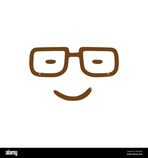 Happy Face With Glasses Doodle Icon Emoticon In Hand Drawn Style