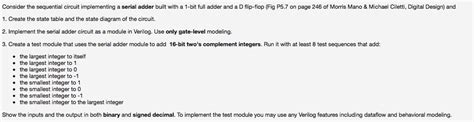 solved consider the sequential circuit implementing a serial