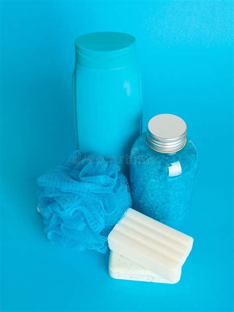 Soap Bar On Blue Body Care Cosmetic Flavored Soapy Detergent Bath