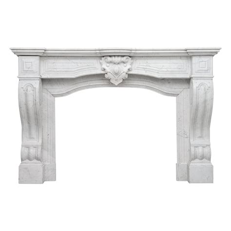 Large French Antique Louis XV Carrara Marble Fireplace Mantel For Sale