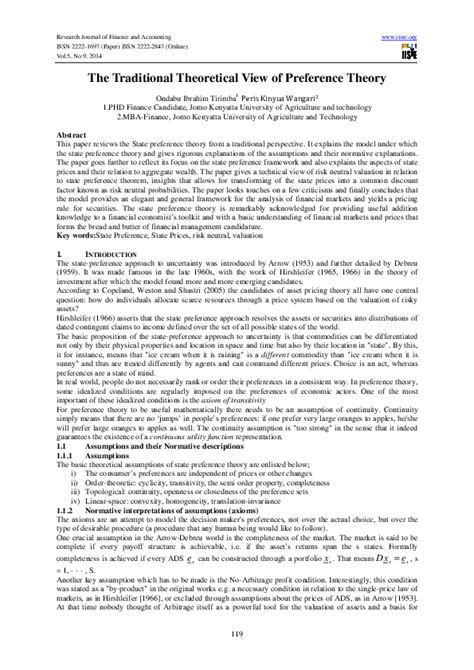Pdf The Traditional Theoretical View Of Preference Theory