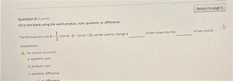 solved return to page 6question 6 1 ﻿point fill in the