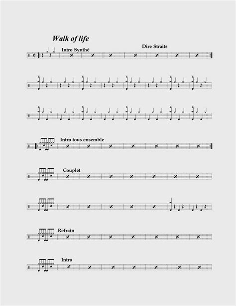 Dire Straits Walk Of Life Partituras Para Batería