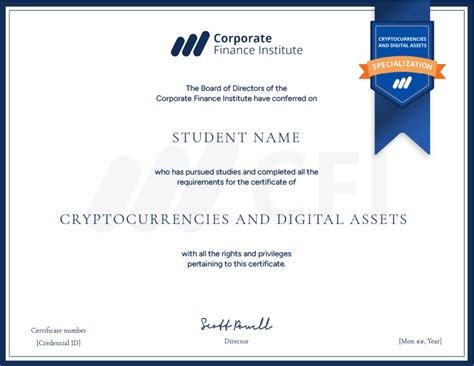 Cryptocurrency And Digital Assets Certificate