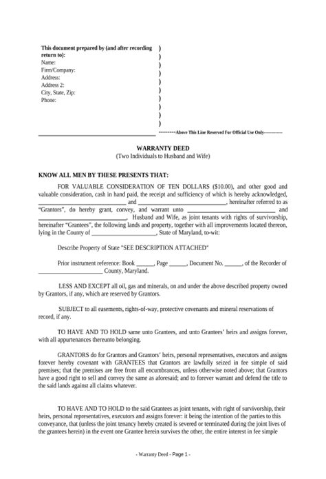 Pre Fill Warranty Deed From Two IndivIDuals To Husband And Wife