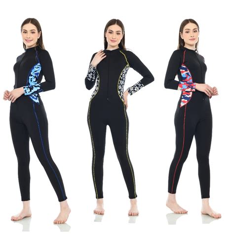 Womens Swimsuit Printed Adult Long Diving Swimsuit With And Without