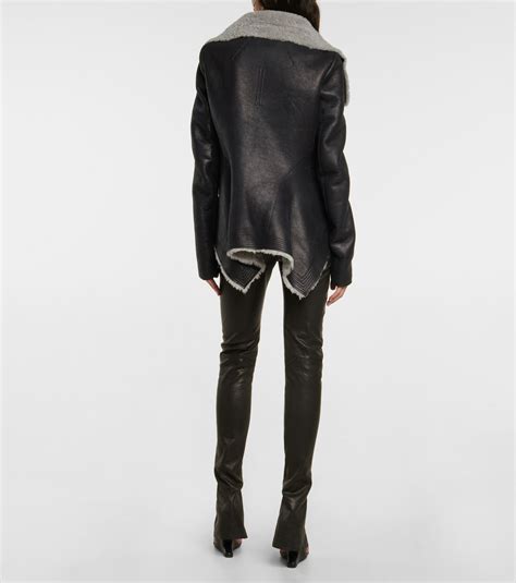 Rick Owens Shearling Trimmed Leather Jacket Rick Owens