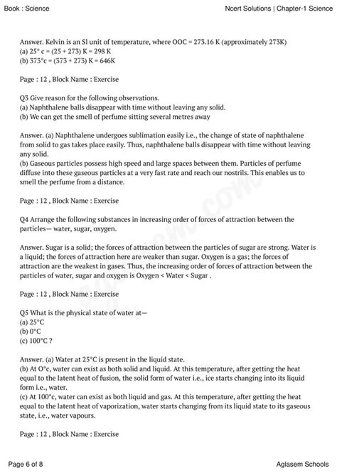 Ncert Solutions For Class 9 Science Chapter 1 Matter In Our Surroundings Class 9 Science