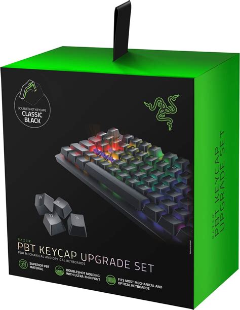 Amazon co jp Razer PBT Keycap Black US ゲーミングキーキャップ メカニカルキーボード交換用 ブラック 二色成型 PBT フルキー対応 日本正規代理