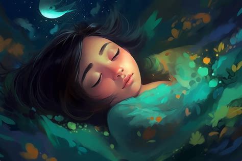 premium ai image girl dreaming sleep surreal time comfort generate ai