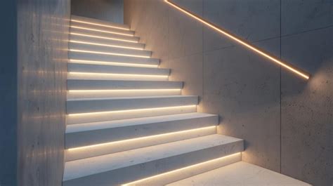 Stairs Wood Rectangle Fixture Line Shade Parallel Metal Handrail