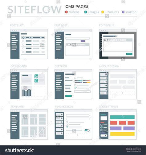 Website Wireframe Layouts Ui Kits Site Stock Vector Royalty Free 562256842