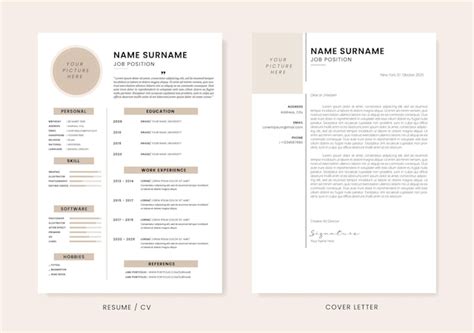 Currículum vitae minimalista y plantilla de diseño de carta de