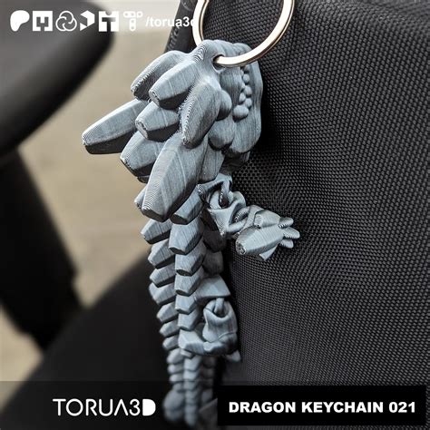 Articulated Dragon Keychain 021 No Supports Print In Place 3d