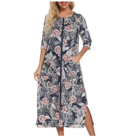 Penkiiy Zipper Front Robes Womens Winter Warm Nightgown And Winter